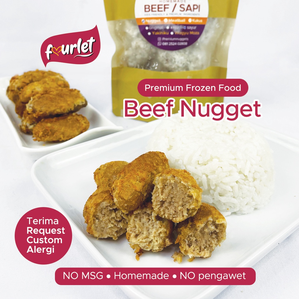 Jual Fourlet Frozen Beef Nugget / Nugget sapi ( NO MSG / NO pengawet ...