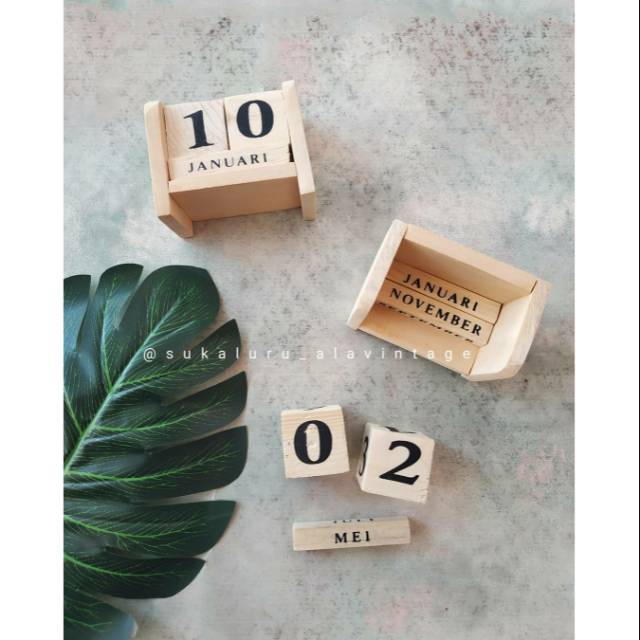 Jual Kalender Kayu Aesthetic/Kalender abadi 1 SET 1-31 JANUARI-DESEMBER ...
