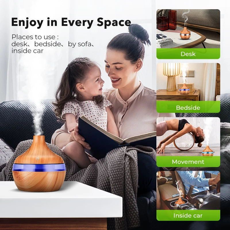 Jual Ultrasonic Humidifier Aroma Essential Oil Diffuser 300ml | Shopee ...