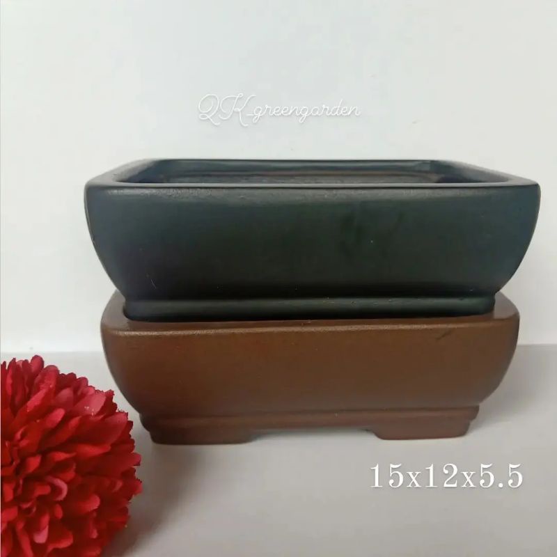 Jual Pot keramik bonsai persegi empat mame/shito/kaktus/sukulen ...