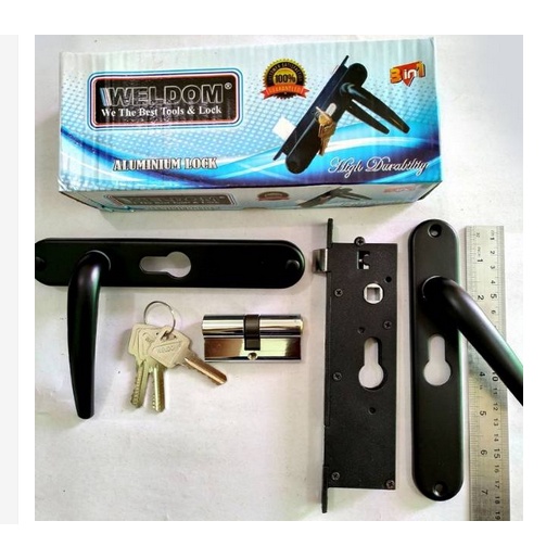 Jual Kunci Pintu Set Alumunium Black / Door Lock / Kunci Pintu Set ...