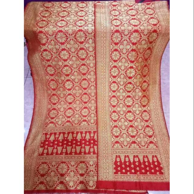 Jual Songket palembang Tenunan tangan Benang rangkap 2 Lepus merah cabe Cantik aslinya Tenunan ...