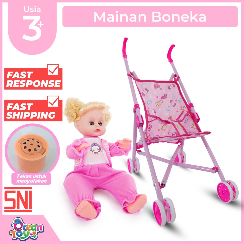 Jual Mainan Anak Perempuan Boneka Bayi dan Kereta Dorong / Stroller ...