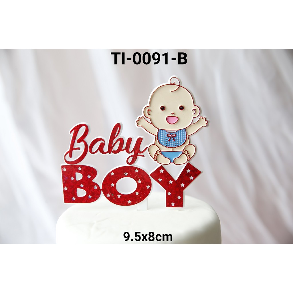 Jual TI-0091-B Cake topper baby boy parcel one month old satu bulanan ...