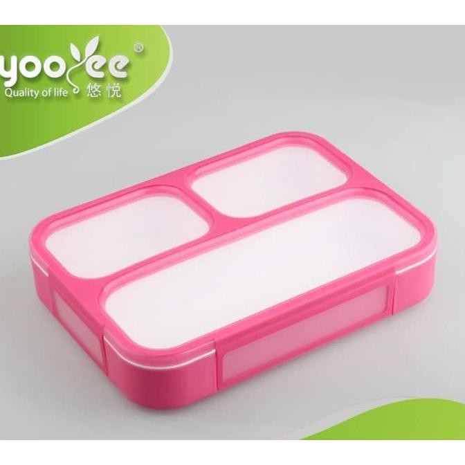 Jual Lunch box Yooyee 3 Sekat grid, Tempat makan anak - Merah Muda ...