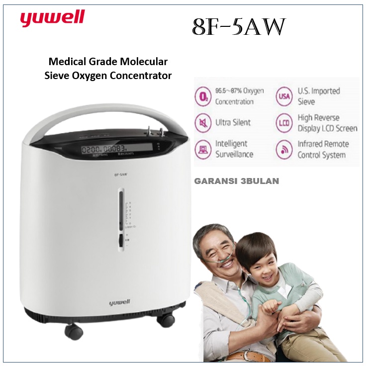 Jual Yuwell 8F-5AW 5L Oxygen Concentrator Medical Grade Mesin Oksigen ...
