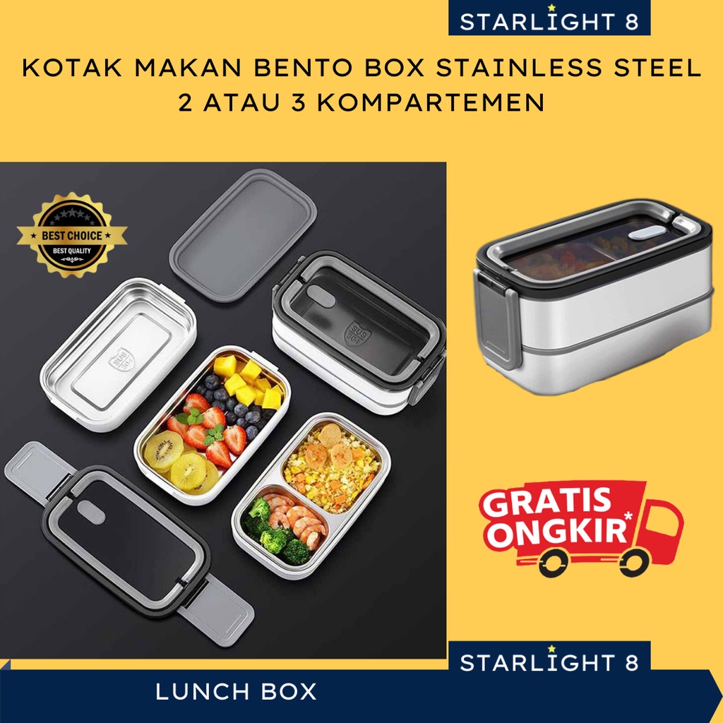 Jual Kotak Makan Bekal Korea Bento Box Stainless Steel Lock n Lock Anti ...