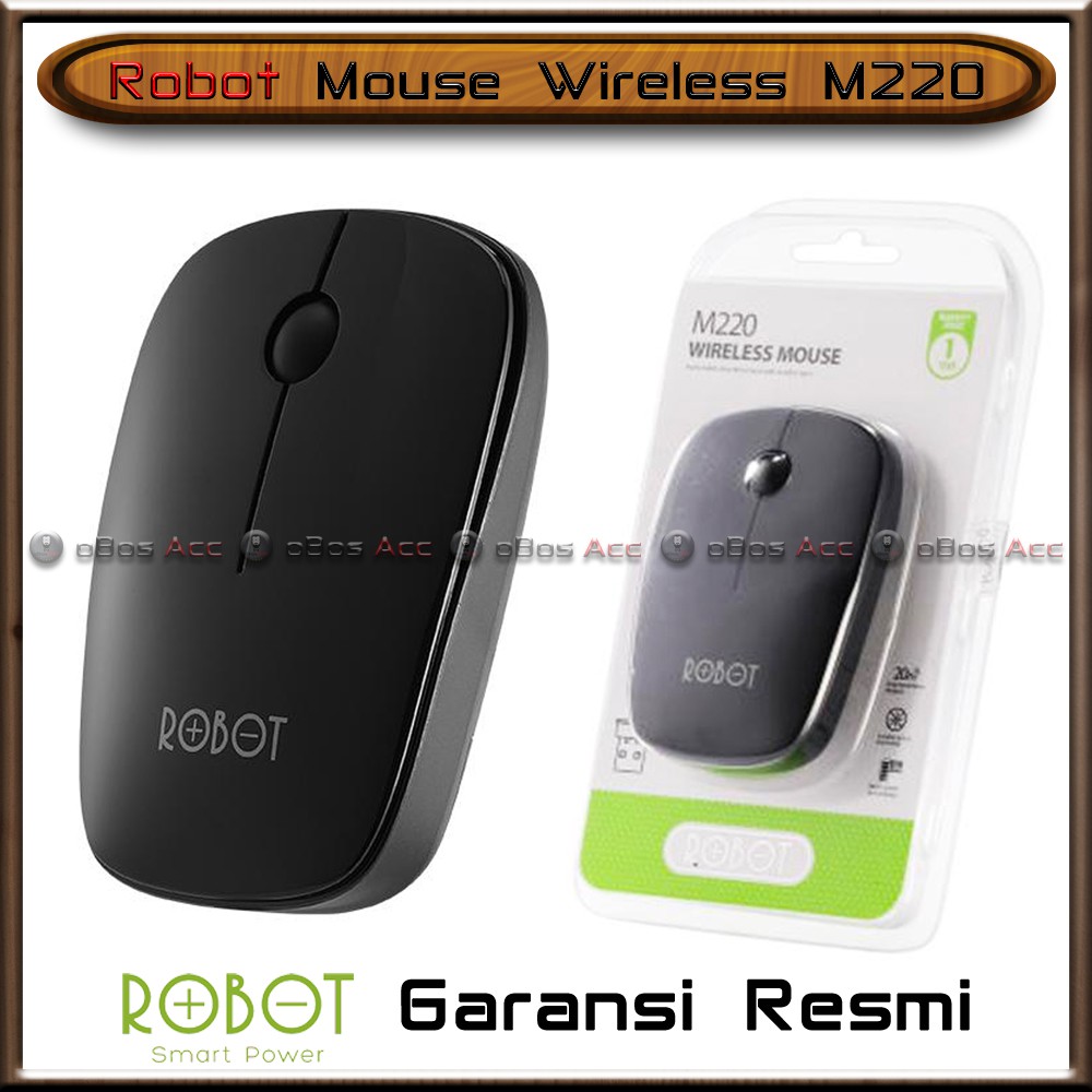Jual Mouse Wireless Ultra Thin Robot M220 Black Mac OS Macbook PC ...