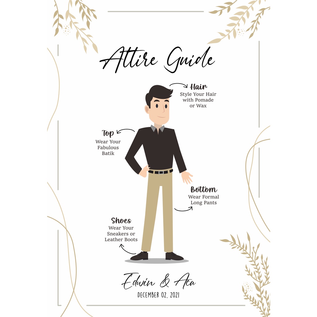 Jual (NO PRE-ORDER) Aesthetic Attire Guide and Groomsman Card (Ukuran ...