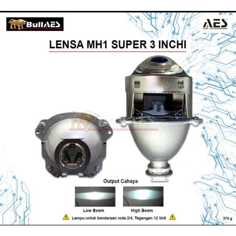 Jual PROJECTOR AES MH1 SUPER 3 INCHI GOOD QUALITY BLUELENS I LENSA ...