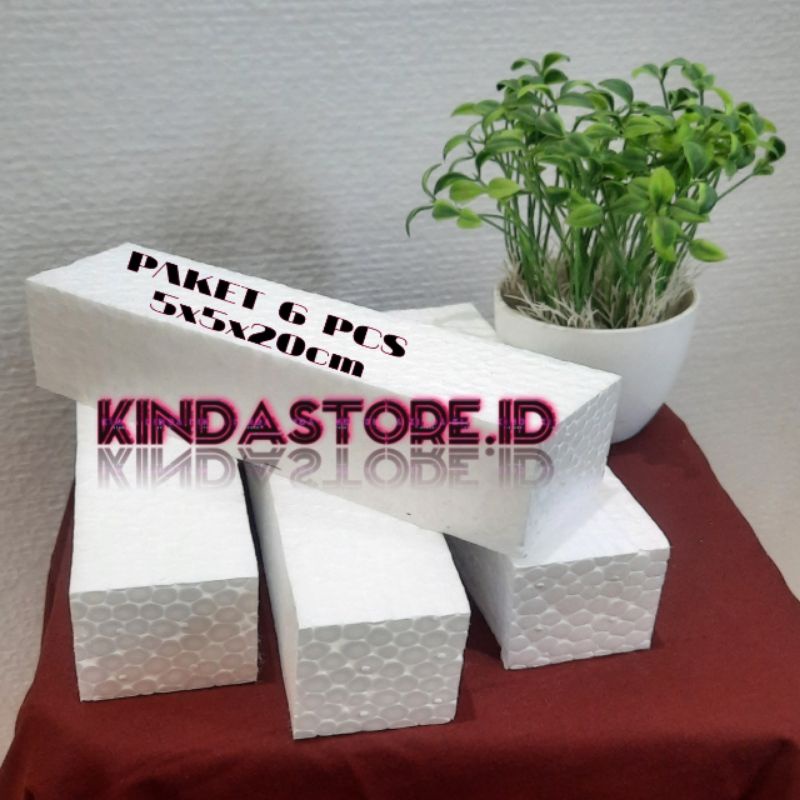 Jual Busa Styrofoam paket 6pc 5x5x20cm busa kering dekorasi buket uang ...