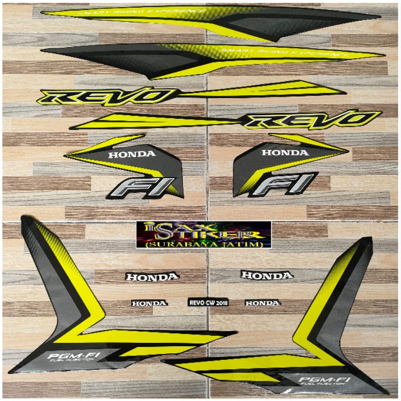 Jual striping original Honda Revo FI cw hitam hijau tahun 2017 2018 ...