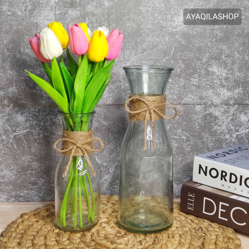Jual VAS BUNGA KACA TALI RAMI TW 500ML 1000ML / VAS AESTHETIC / POT ...