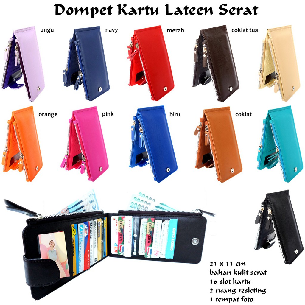 Jual Dompet Lipat Kartu Lateen Kulit Serat | Shopee Indonesia