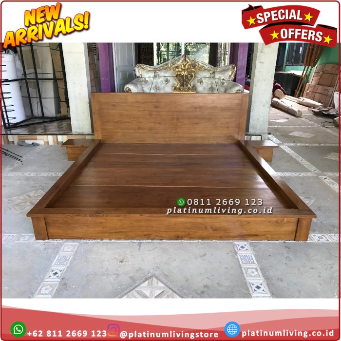 Jual Tempat Tidur Jati Lesehan 180x200 Alas Full Kayu, Dipan Minimalis ...