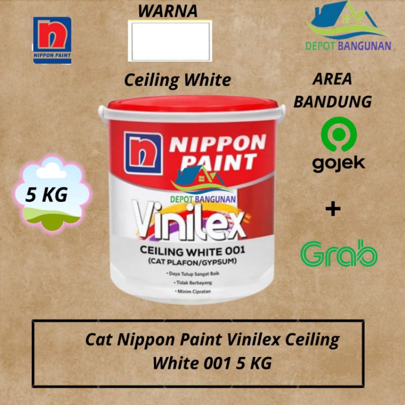 Jual Cat Plafon Gypsum Vinilex Ceiling White 001 Cat Plafond 5 KG | Shopee Indonesia