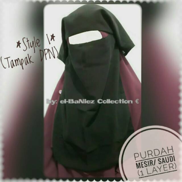 Jual Cadar/ Burdah/ Niqab/ Purdah Mesir/ Saudi 1 layer/ lapis kotak ...