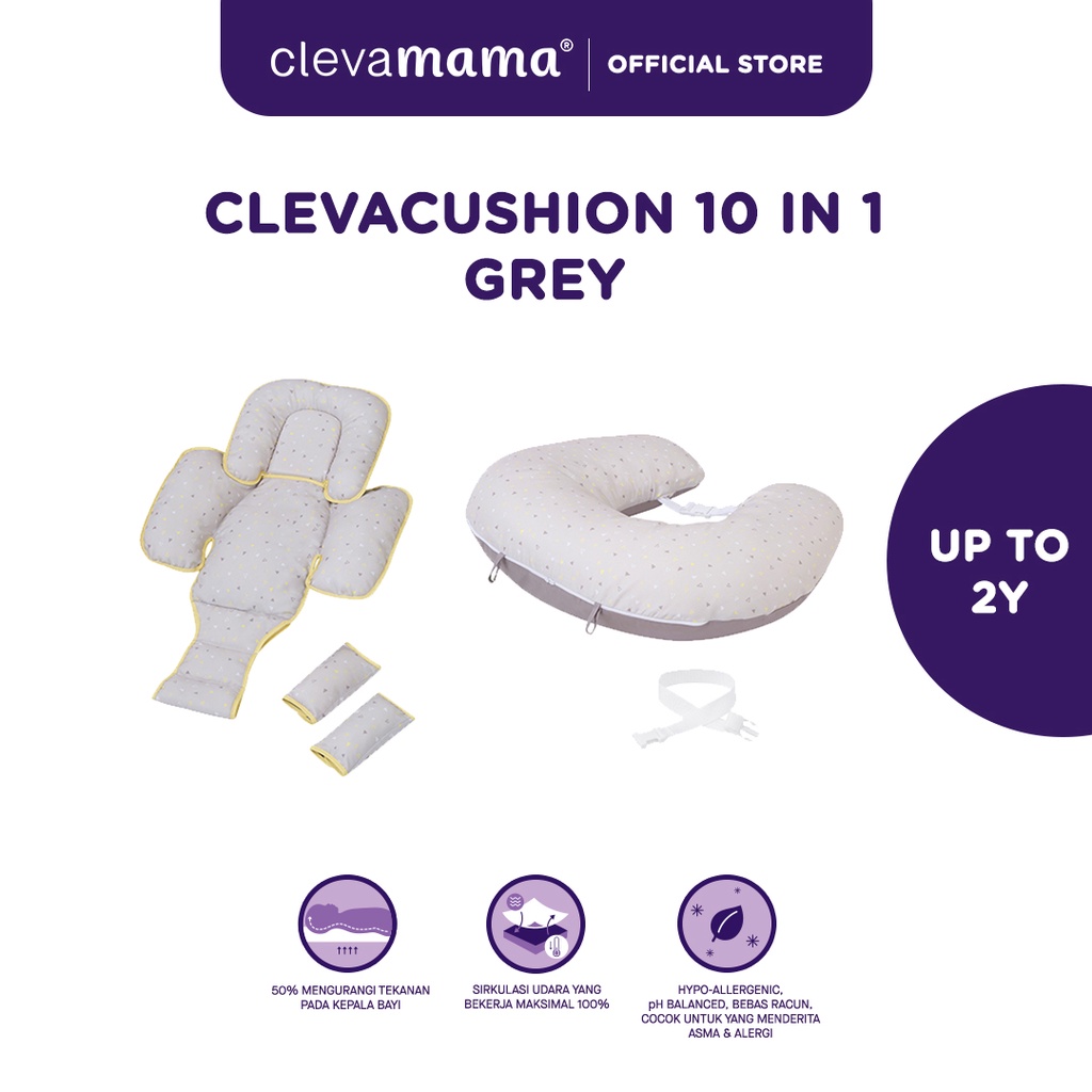Jual Clevamama Baby Clevacushion 10 in 1 Grey Stripe - Bantal Menyusui ...
