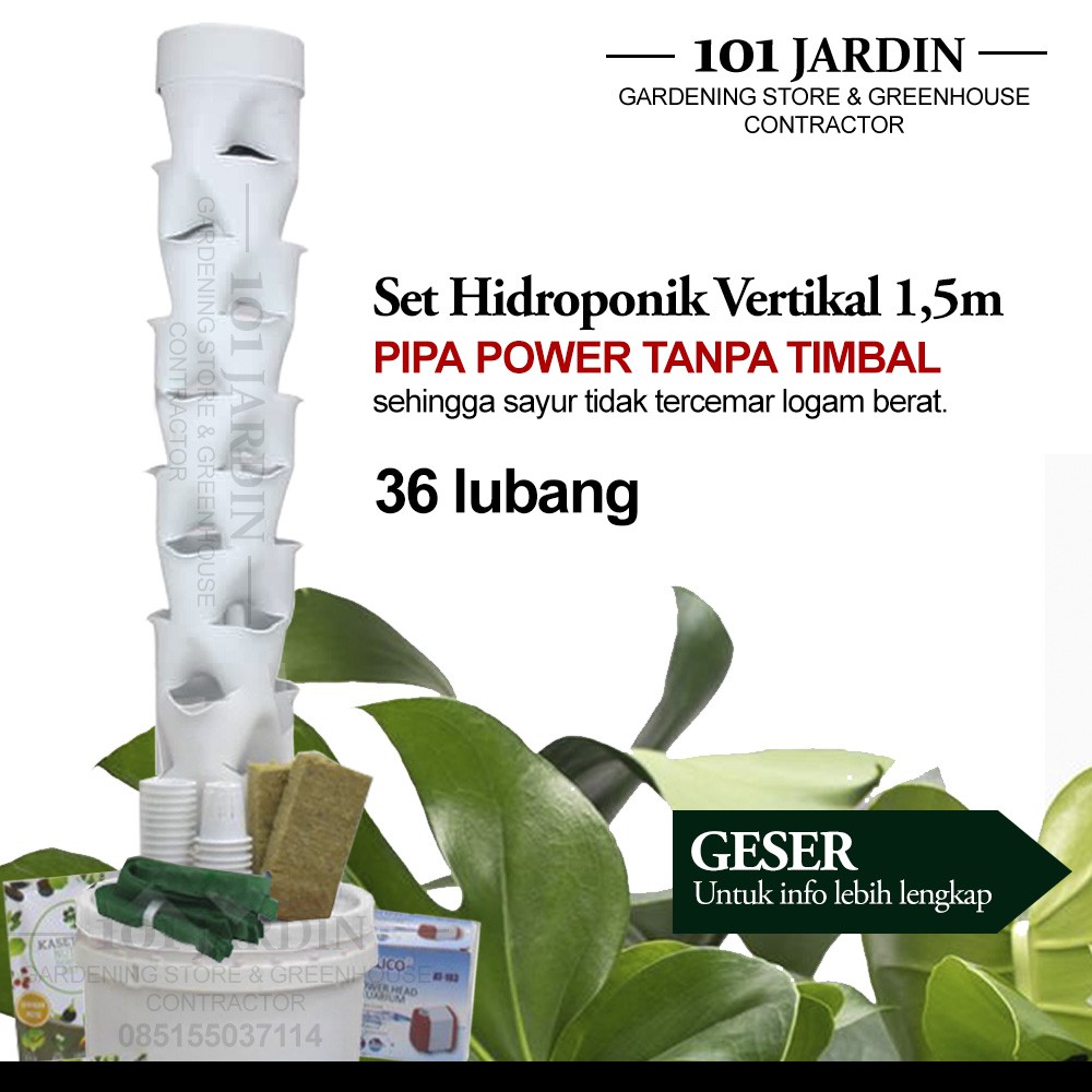 Jual Paket Tower Hidroponik Vertikal 1,5 meter Pipa Paralon PVC 36 ...