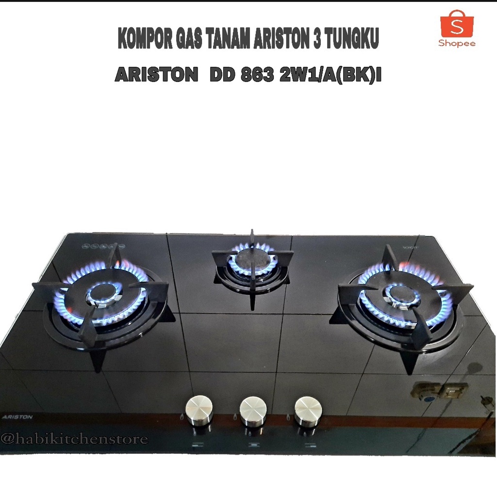 Jual ARISTON Kompor Tanam 86 Cm DD8632W1/A(BK) 3 Zone Burners by Sabaf ...