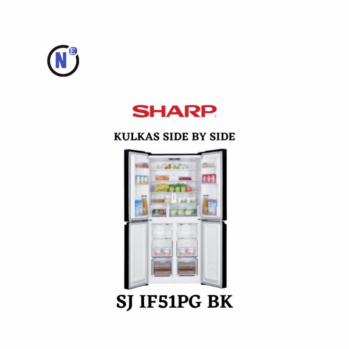 Jual sharp sj if51pg bk kulkas side by side *khusus jakarta | Shopee ...