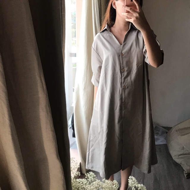 Jual Cha Yuri Dress in grey | Shopee Indonesia