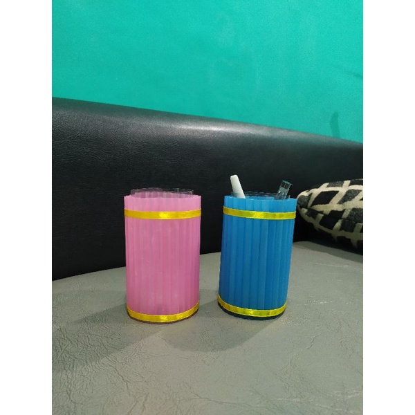 Jual prakarya tempat pensil dari botol bekas dan sedotan - pot bunga dari sedotan - prakarya ...
