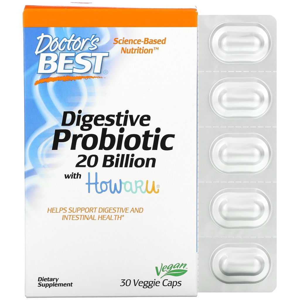 Jual Doctor's Best Digestive Probiotic with Howaru 20 Billion CFU 30 ...