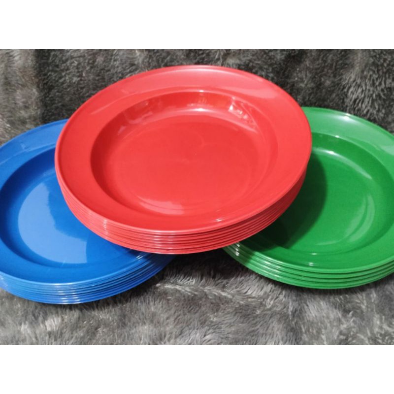 Jual piring 9 in warna..piring plastik 12 pcs | Shopee Indonesia