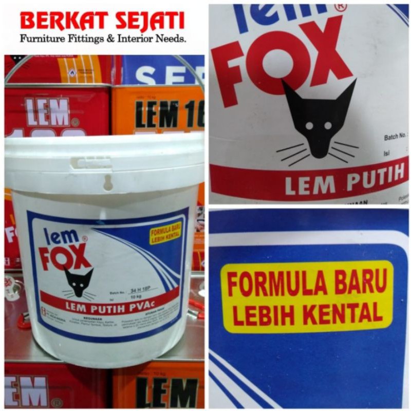Jual Lem Putih Fox PVAC Ember BIRU 10kg 10 kg Lem Plamur Kayu Kertas ...