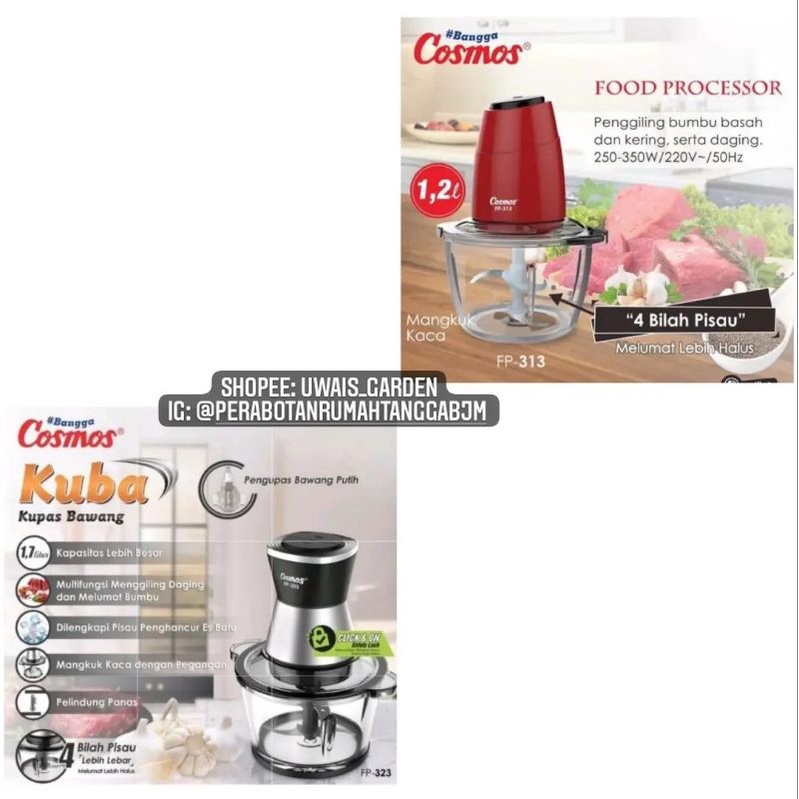 Jual blender cosmos chopper penggiling daging food processor FP 313 / chopper cosmos FP323 KUBA ...