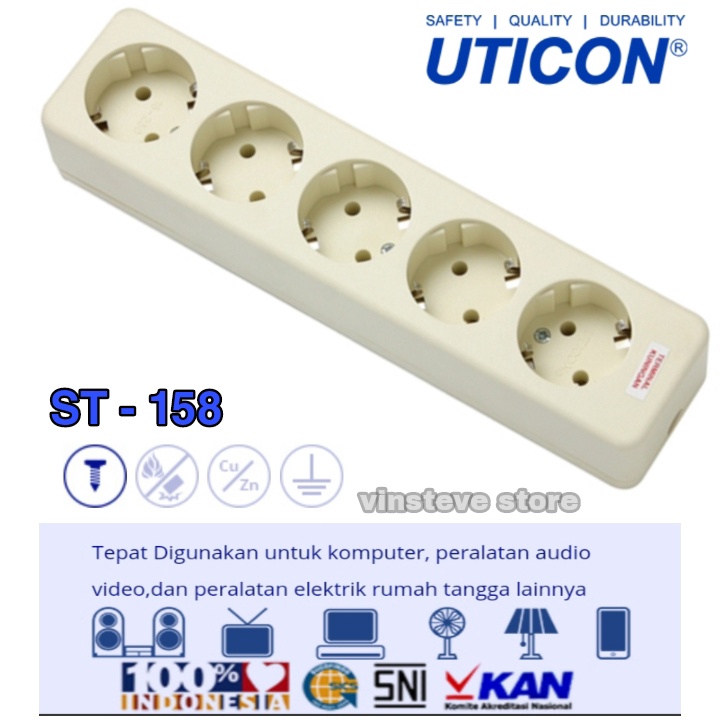 Jual Stop Kontak Arde Uticon 5 Lubang ST-158 (Terminal Kuningan) | Shopee Indonesia