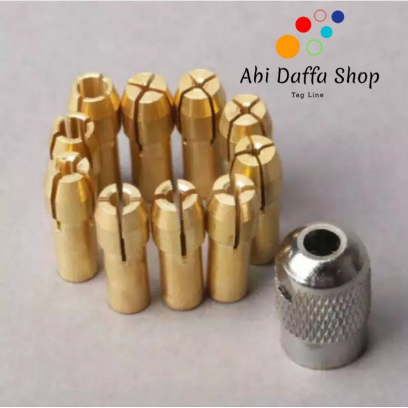Jual Brass Collet set 11pcs Drill Chuck Collet Bits Kepala Bor gerinda ...