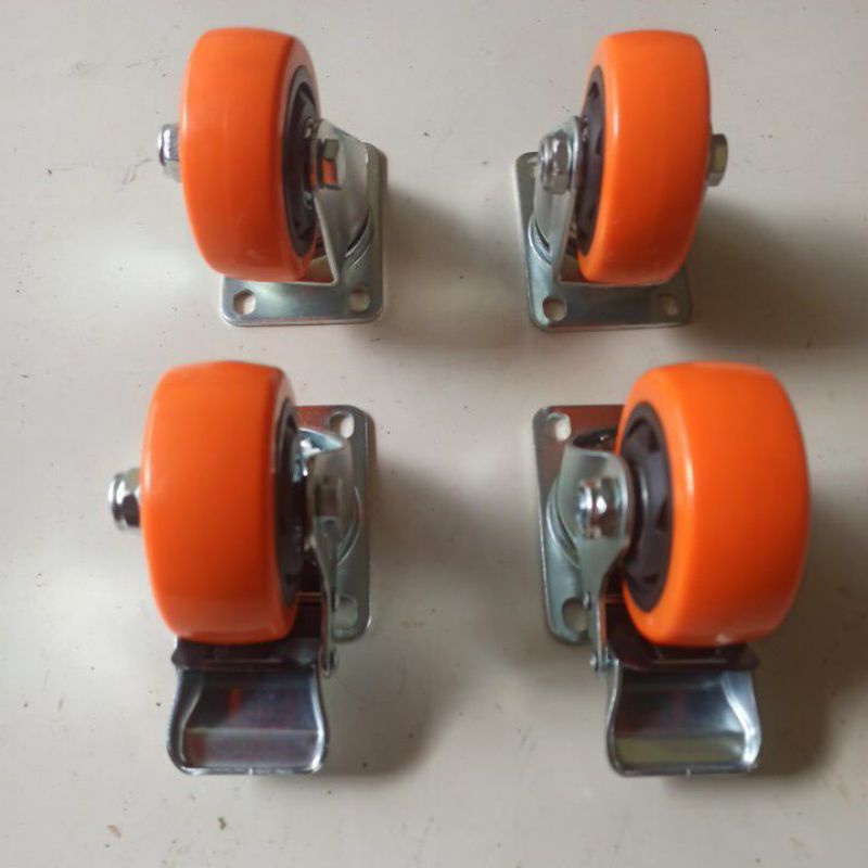 Jual Roda troly PU 3" merah 1 set 4 roda merk glx taiwan | Shopee Indonesia