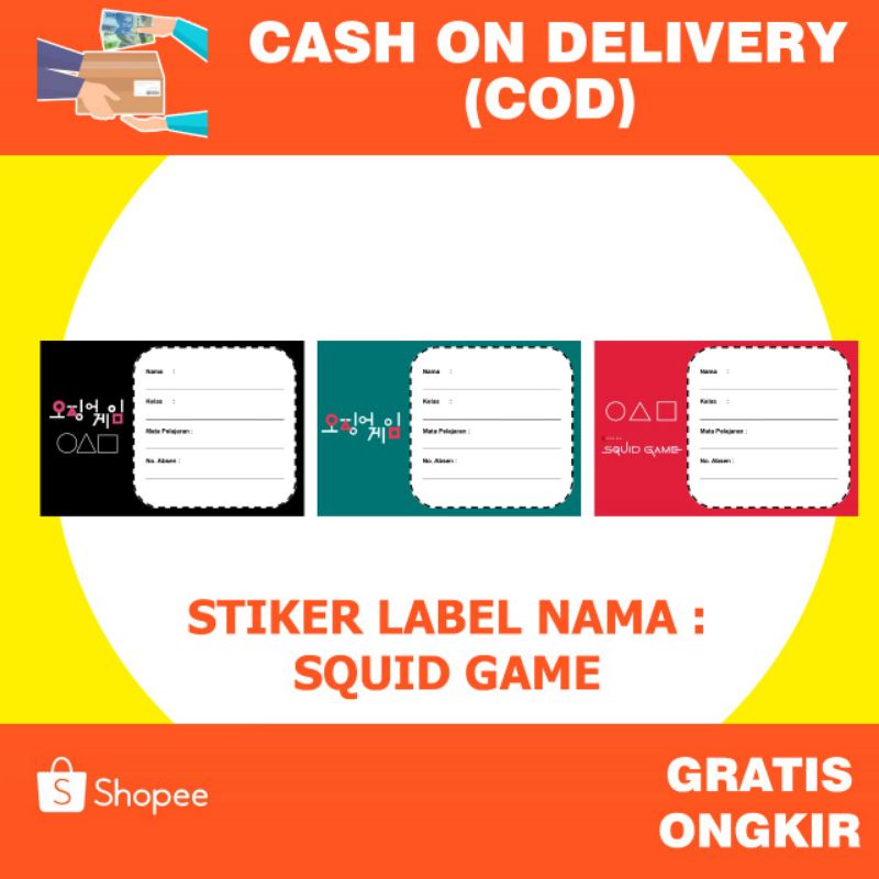 Jual Stiker Label Nama Desain Korea : Squid Game | Shopee Indonesia