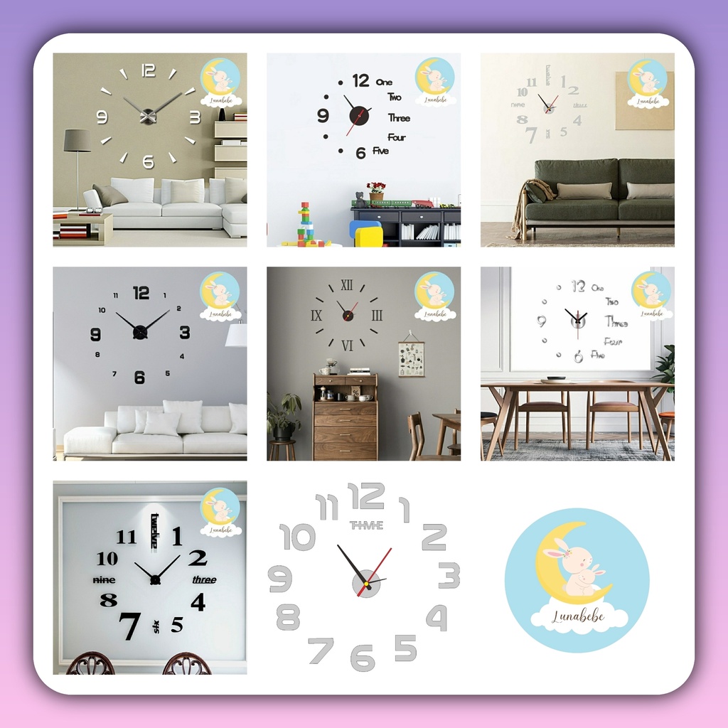 Jual Wall sticker clock stiker jam dinding acrylic small big 3D DIY ...