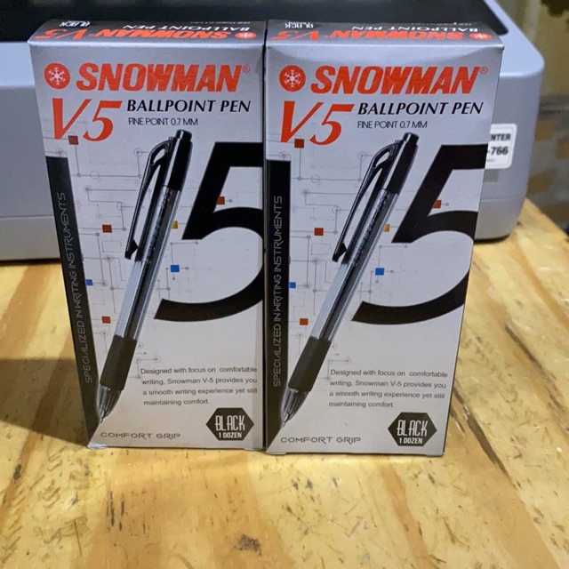 Jual { paket } Pulpen Snowman V5 ( 1 Gros 12 Pak ) Original | Shopee ...
