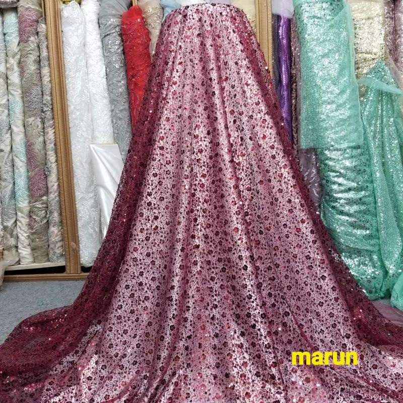 Jual (COD) bahan kain tulle sinia full payet /tille payet terbaru/ kain ...
