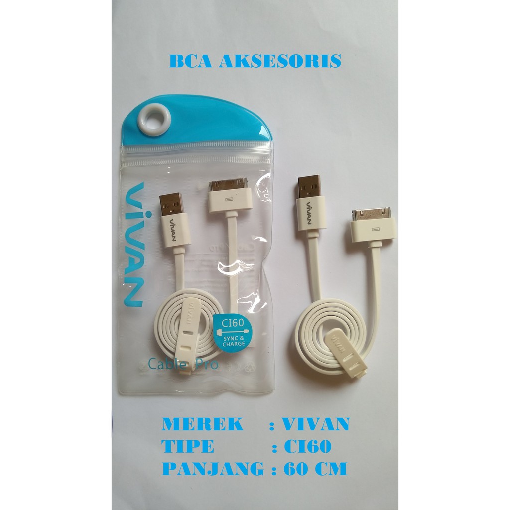 Jual KABEL DATA VIVAN CI 60 / CI 60 IPHONE 4 / 4S ORIGINAL 100% ...