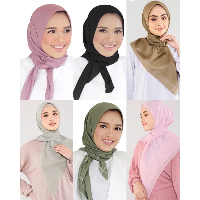 Jual READY NEW! BUTTONSCARVES Everyday scarf Basic Voal lilac jet black ...
