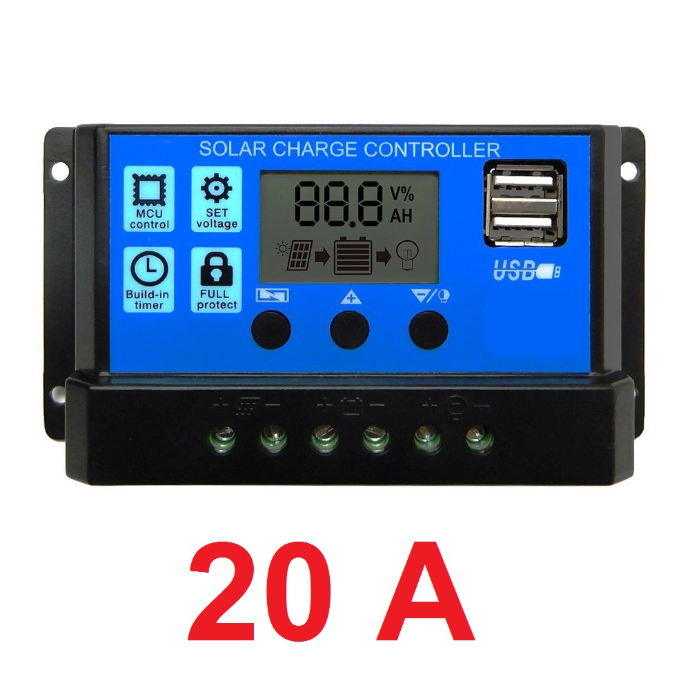 Jual Solar Charge Controller LCD LED Display Solar PWM 12V/24V 10A 20A ...