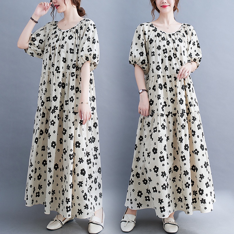 Jual Amanda Floral Dress - Off Shoulders Dress OVERSIZED PREMIUM ...