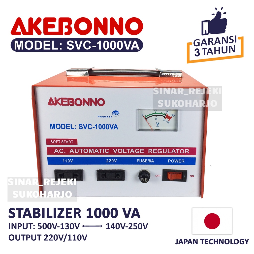Jual Stavolt Listrik SVC Stabilizer Akebonno 1000 VA Stabiliser | Shopee Indonesia