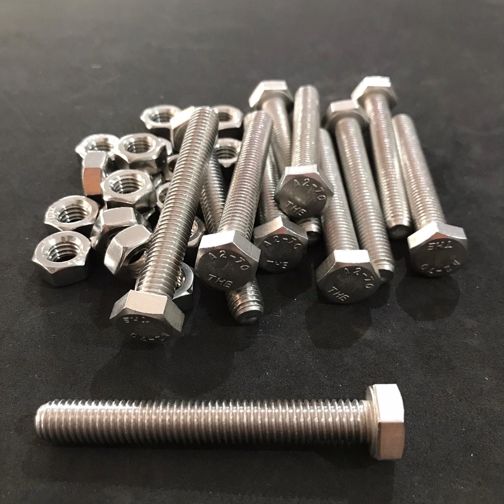 Jual BAUT MUR M8X60 STAINLESS STEEL SS BAUT MUR M8 X 60 SUS 304 ANTI KARAT KUNCI 13 | Shopee ...