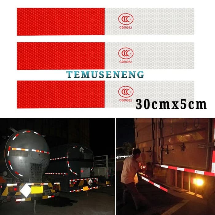Jual Sticker Merah Putih Pantul Cahaya Safety Reflektor Warning Sign ...