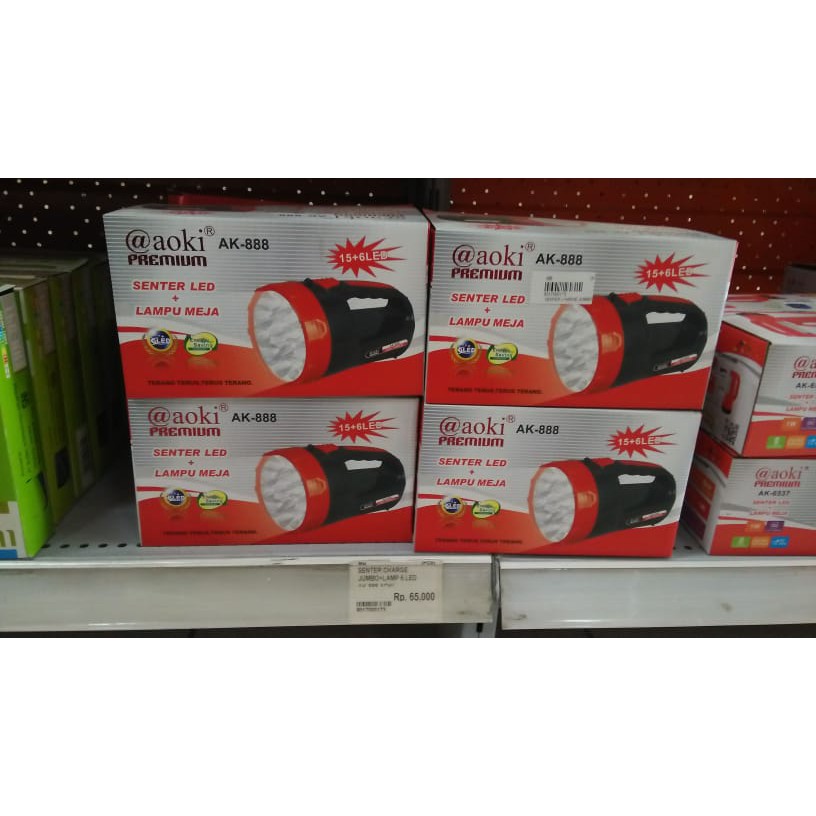 Jual SENTER CHARGE JUMBO+LAMP 6 LED AK-888 AOKI | Shopee Indonesia