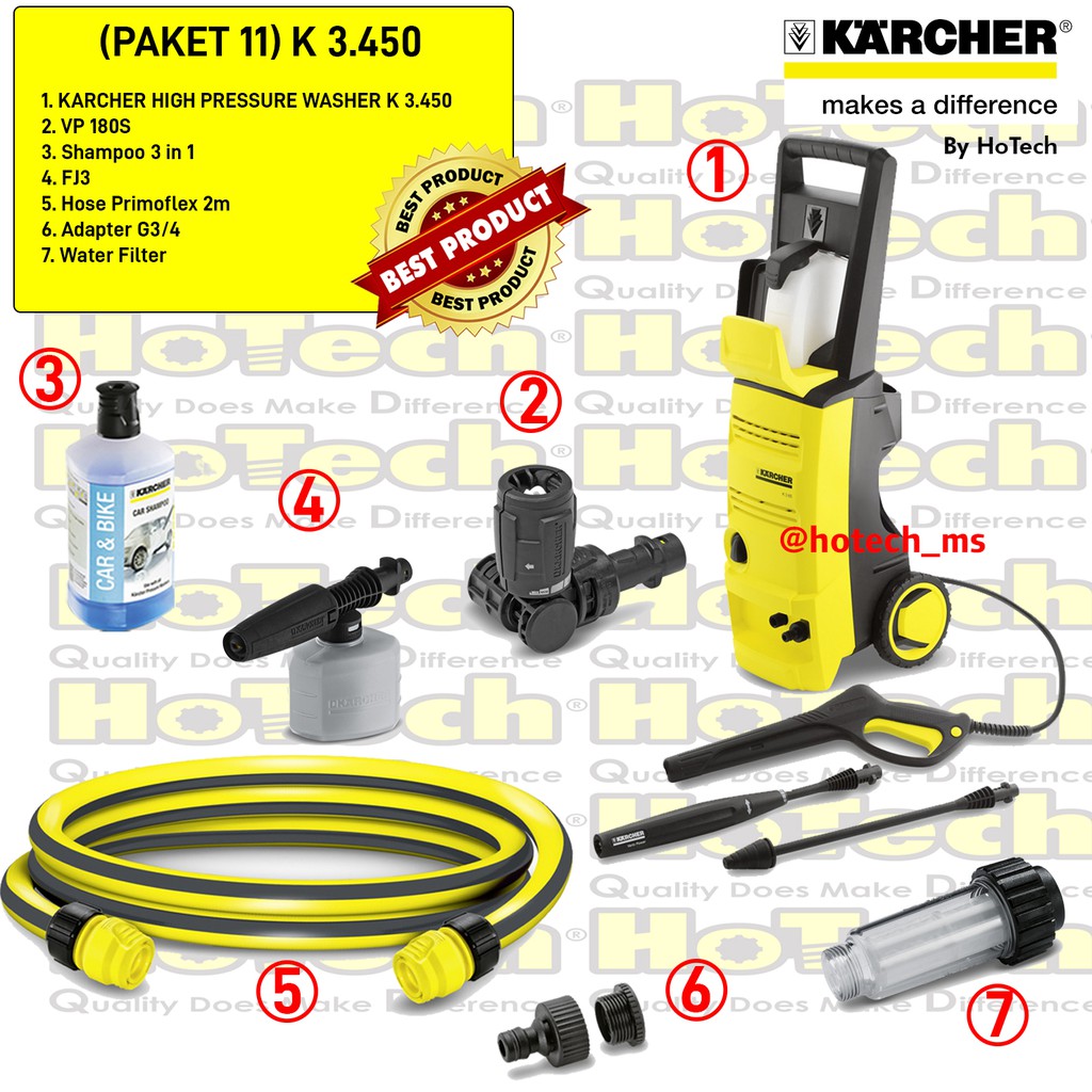 Jual Karcher K3 450 | K3.450 | K 3.450 | K 4 Compact High Pressure Cleaner Paket 11 | Shopee ...