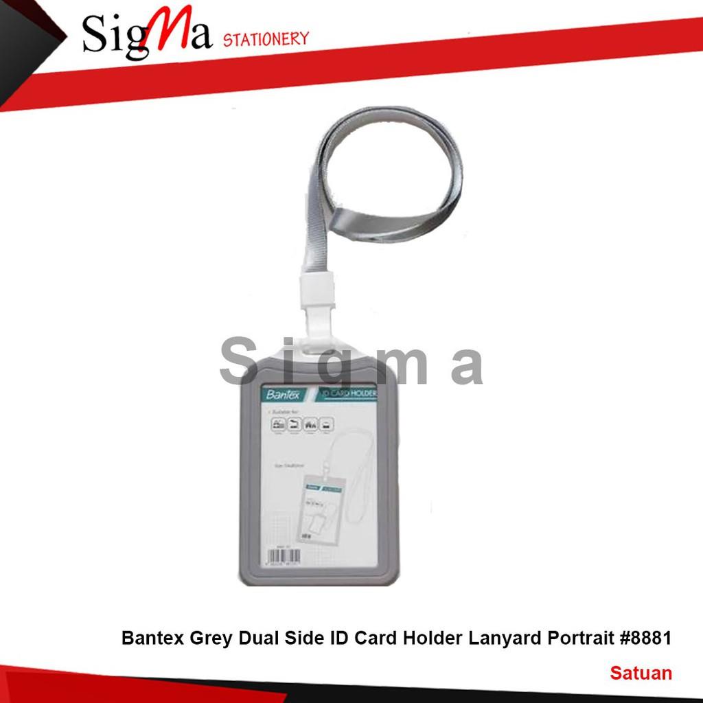 Jual ID Card / Name Tag Bantex Grey Dual Side Lanyard Portrait #8881 ...