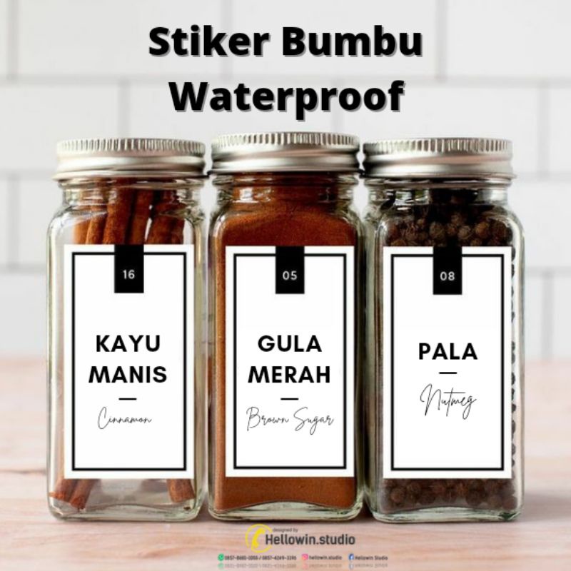Jual Stiker Bumbu Dapur Waterproof Lengkap 2 Bahasa Aesthetic | Shopee ...