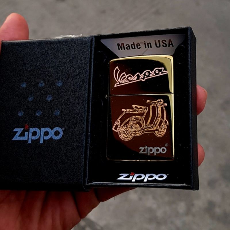 Jual ZIPPO VESPA COSTUM GRAFIR EMAS/GOLD | Shopee Indonesia